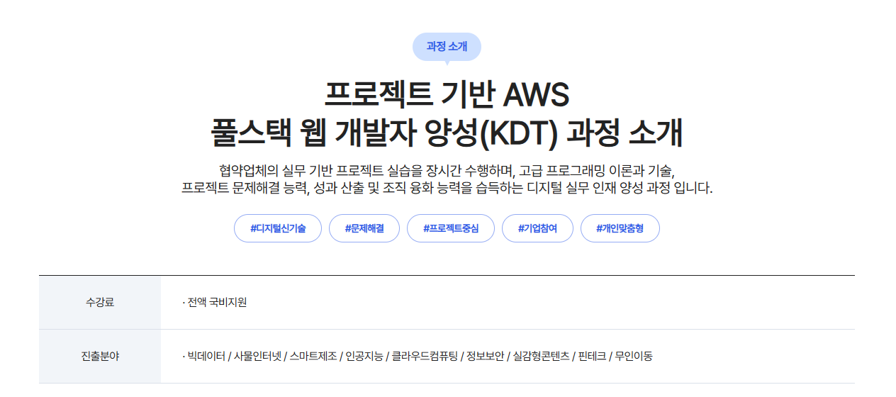 [KH정보교육원 부산지원] 프로젝트 기반 AWS 풀스택 웹 개발자 양성(KDT) 과정 | 공모전 대외활동-링커리어